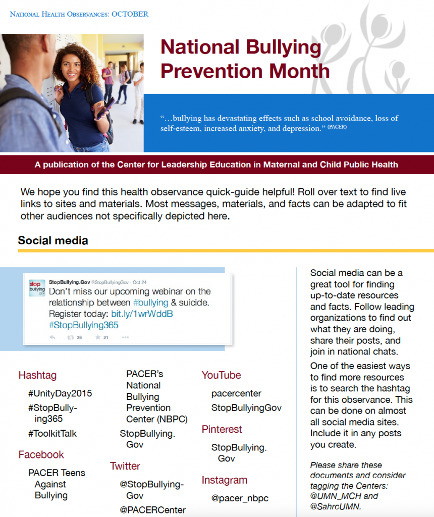 National Bullying Prevention Month Quick-Guide | Leadership Education ...
